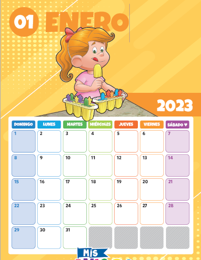 Calendario Enero 2023 - Revista Mis Amigos